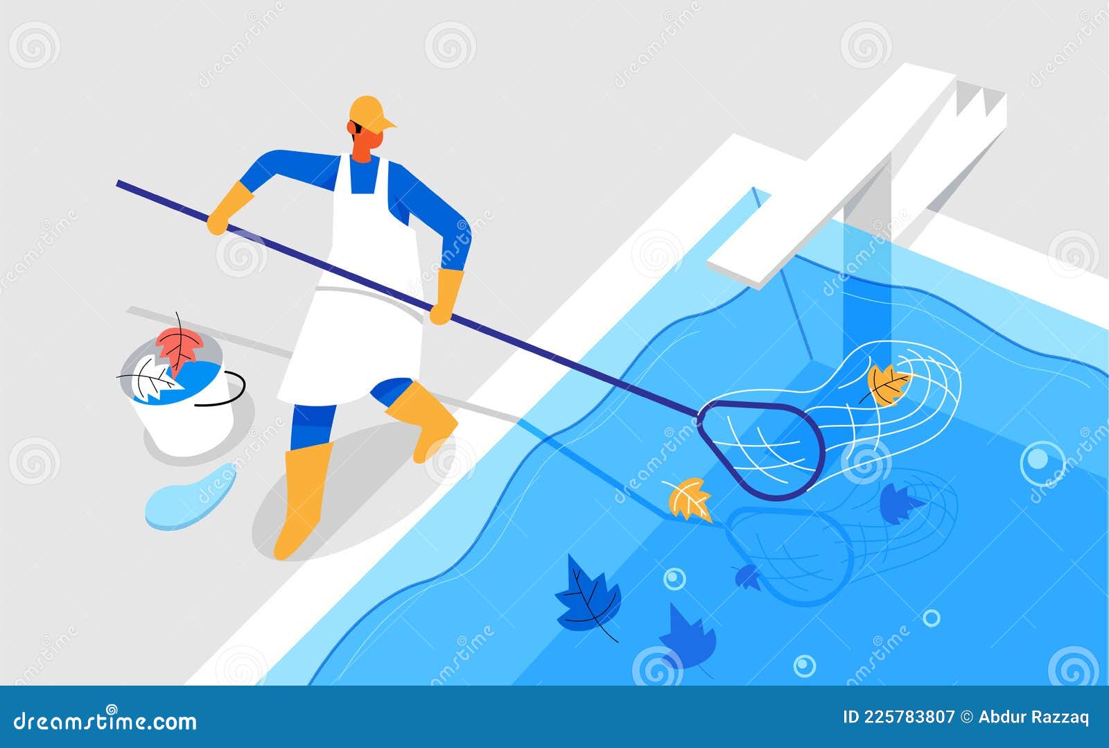 Pool Cleaner Cleaning Pool Dust Illustration Concept Vector Stock ...