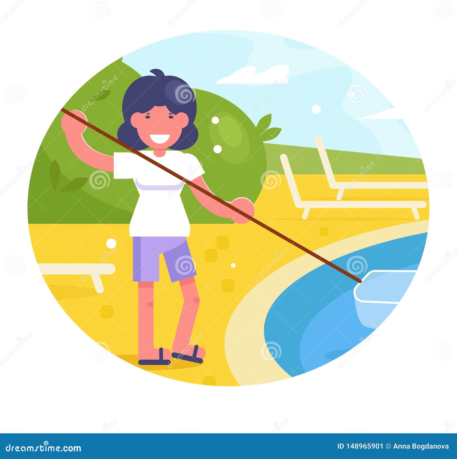 Pool Cleaner Vector. Cartoon. Isolated Art Flat Stock Vector ...