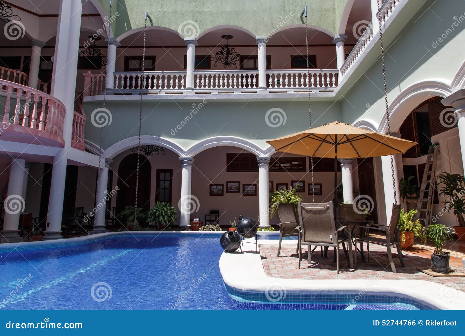 Pool in a Colonial House To Relax Stock Photo - Image of pool, mansion ...