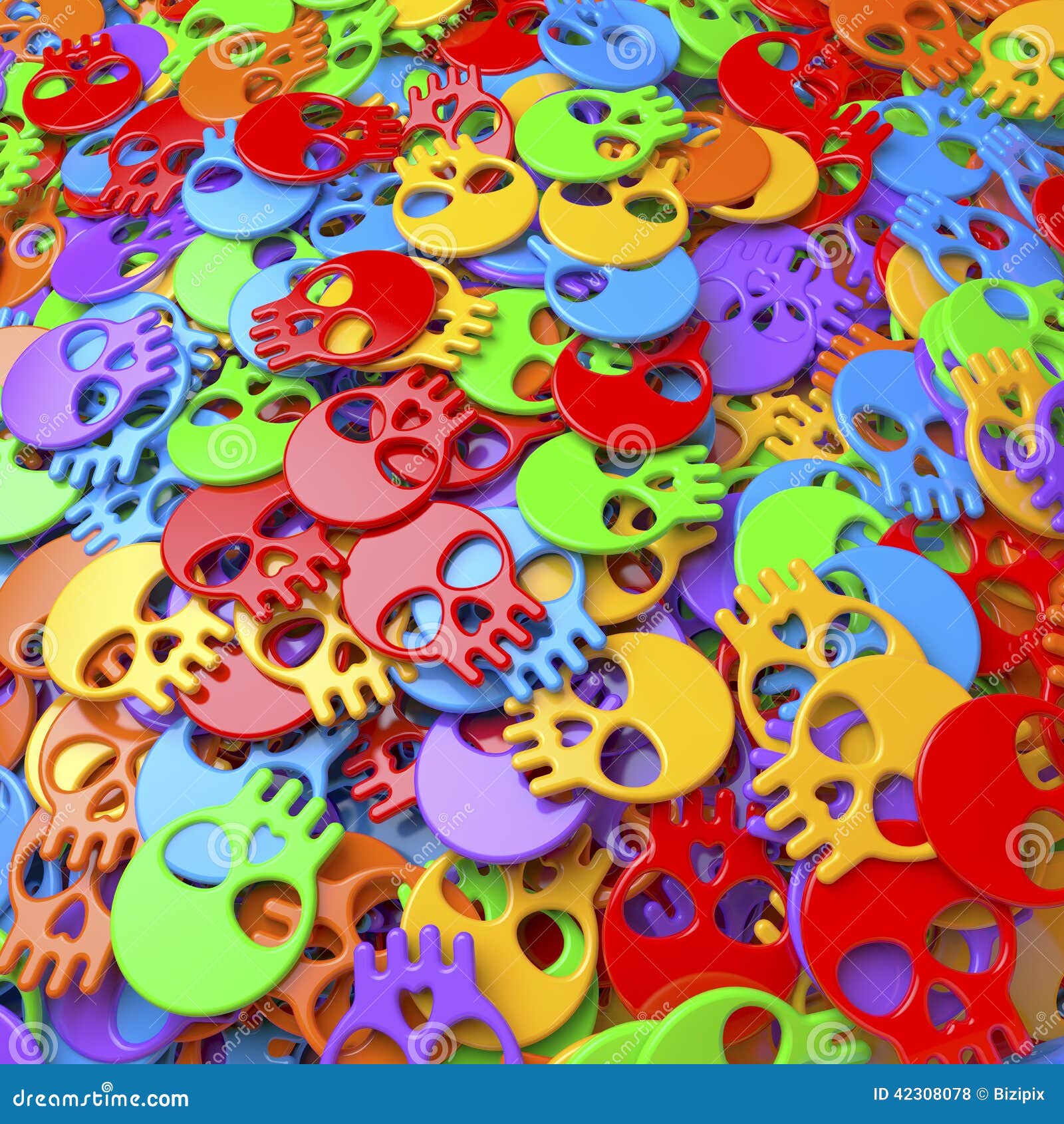 Pool of Colorful Cartoon Skulls Stock Illustration - Illustration of ...