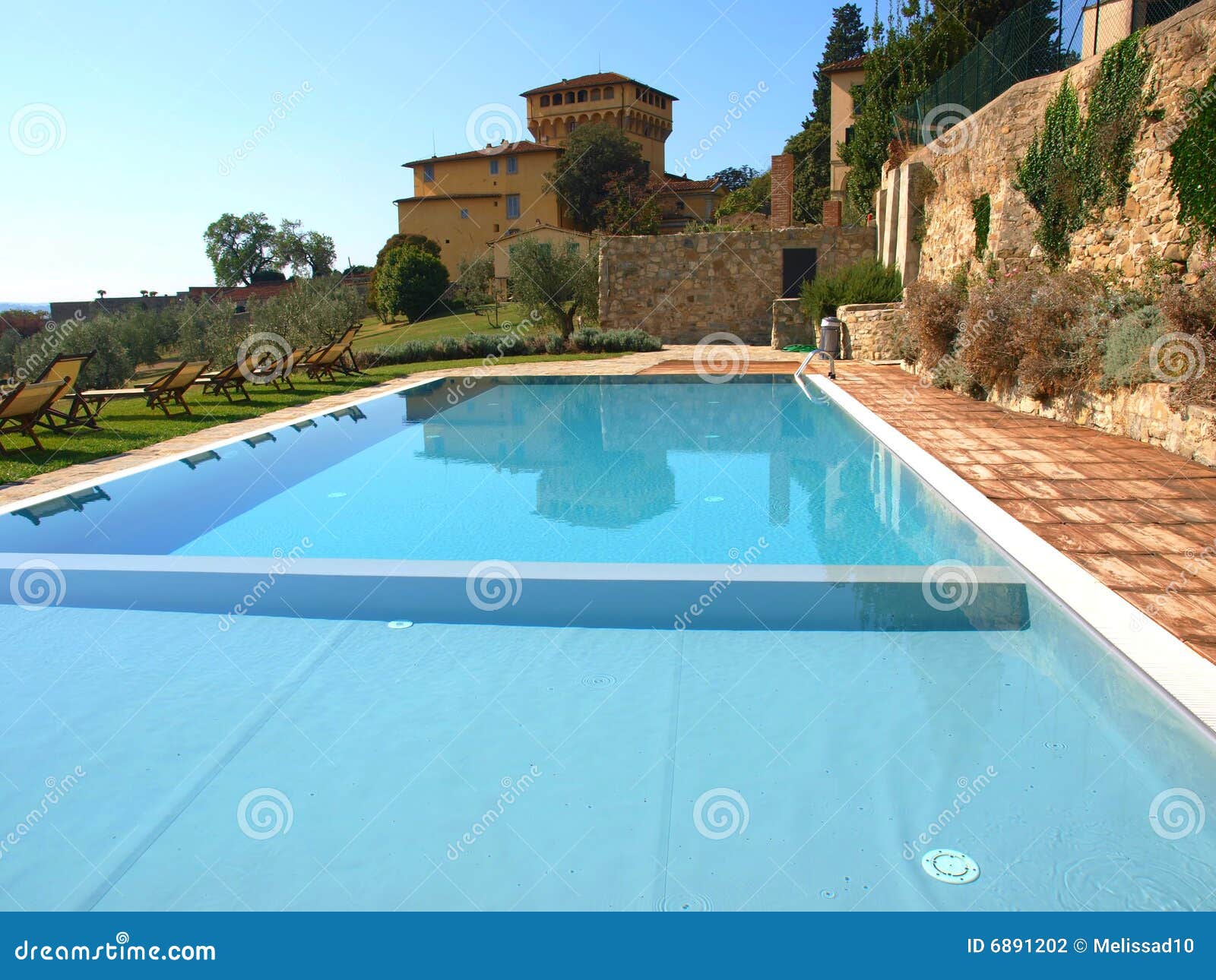 Pool in country house stock photo. Image of bricks, holidays - 6891202