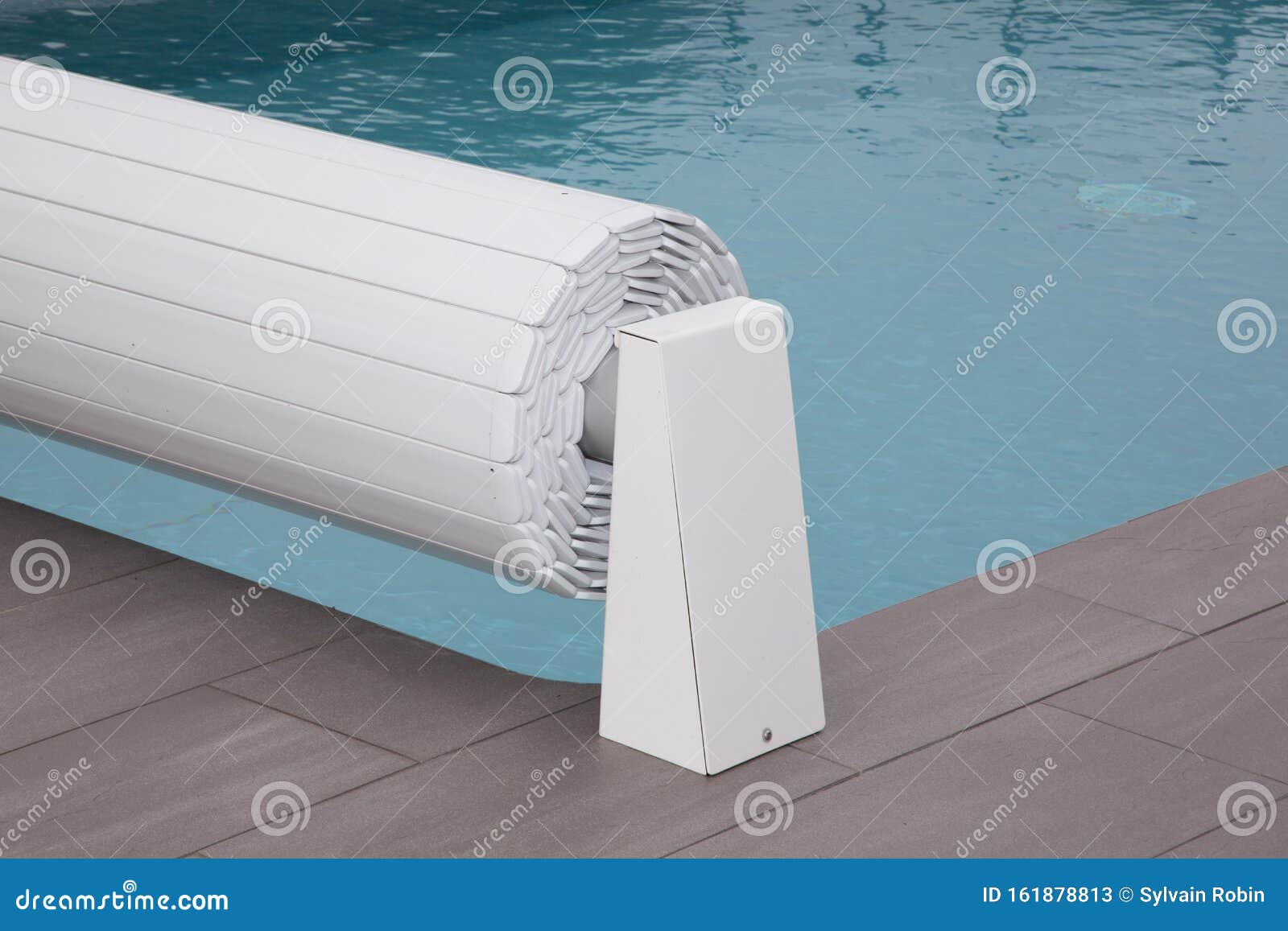 Pool Cover Rigid on Edge Swiming Pool in Summer Stock Image - Image of ...