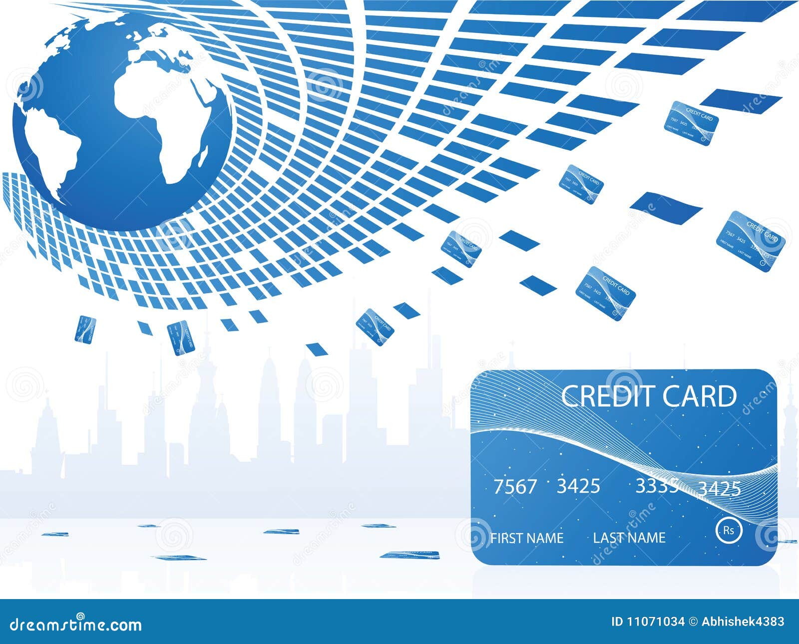 Pool of credit cards stock illustration. Illustration of credit - 11071034
