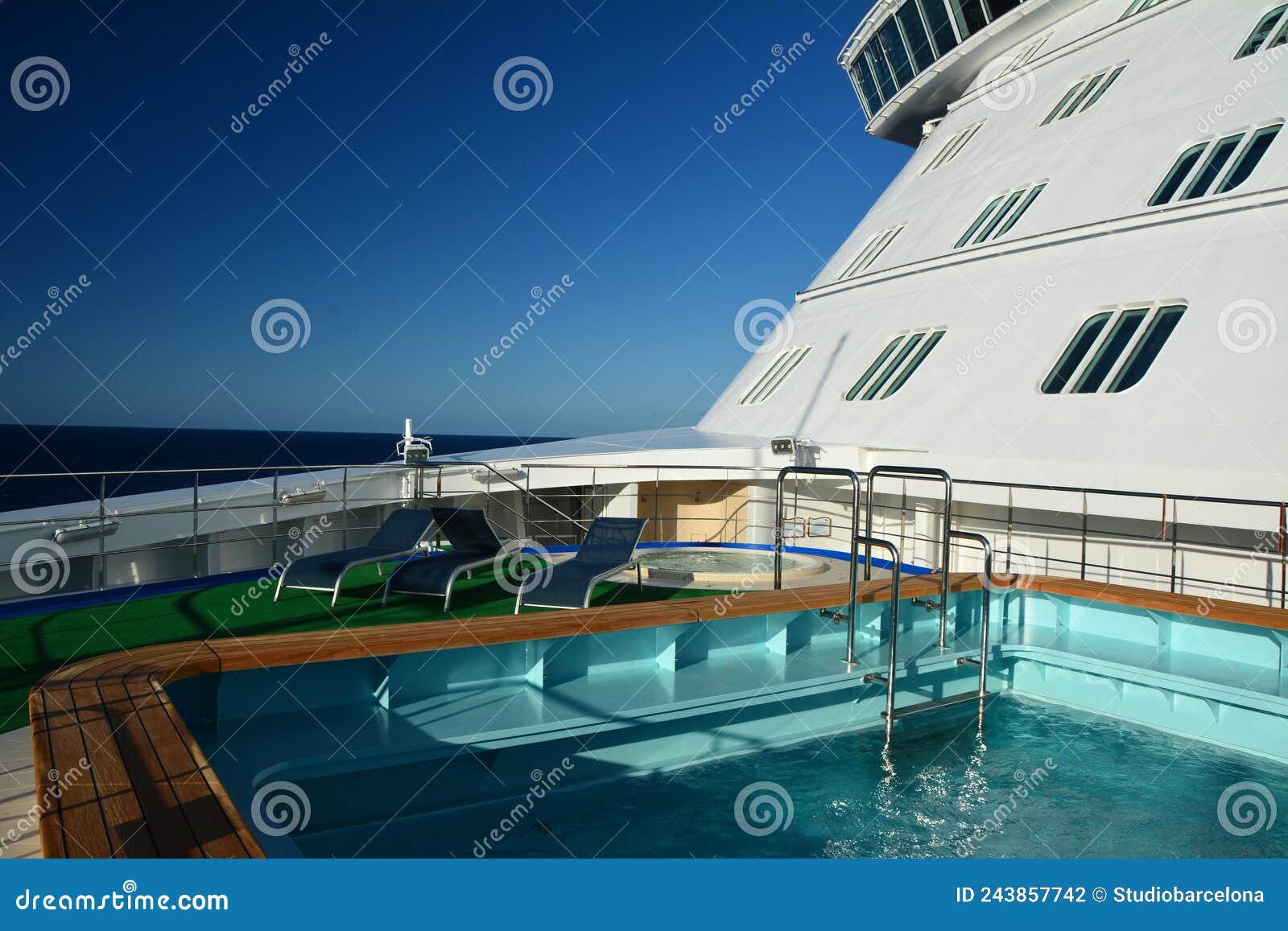 Pool on the cruise ship stock photo. Image of transport - 243857742