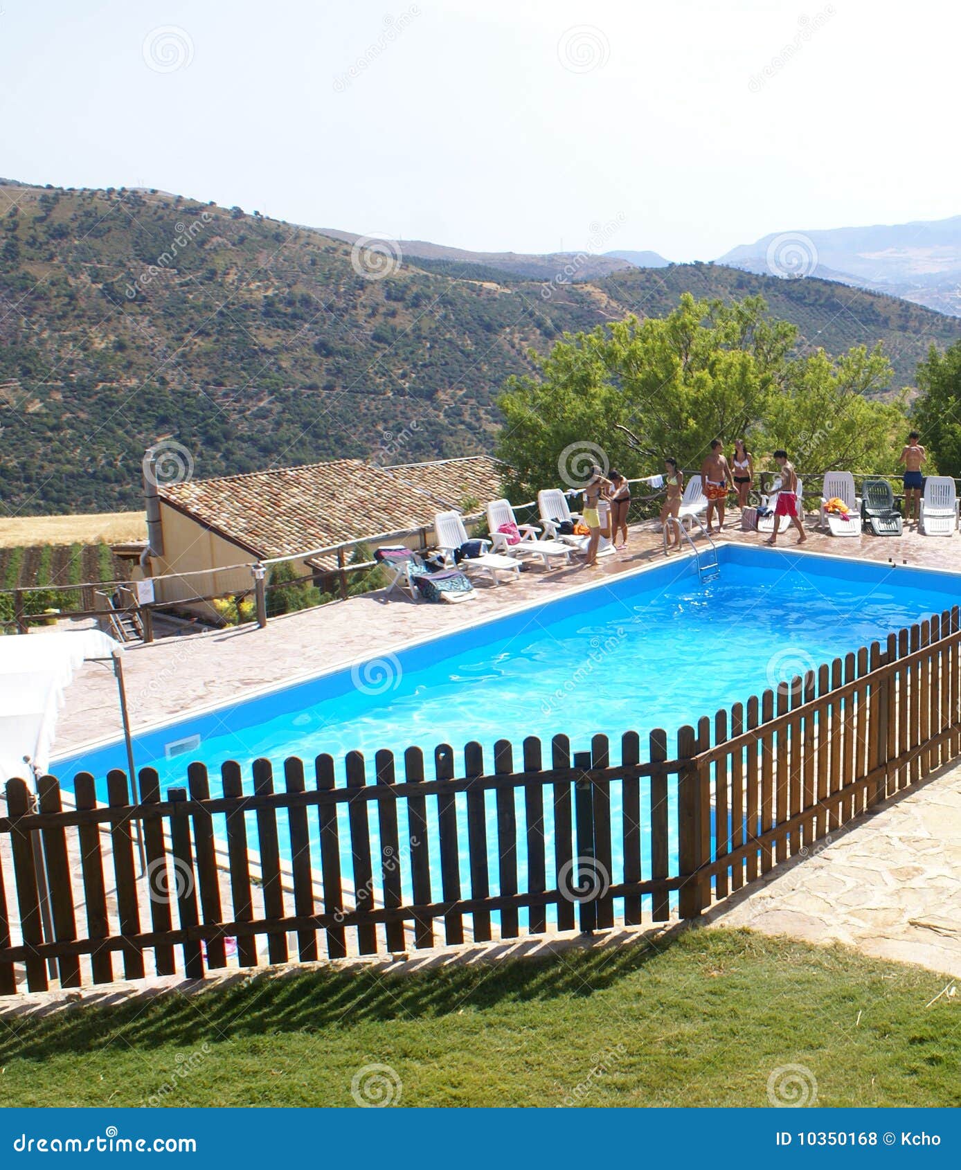 Pool deck in countryside stock photo. Image of inviting - 10350168