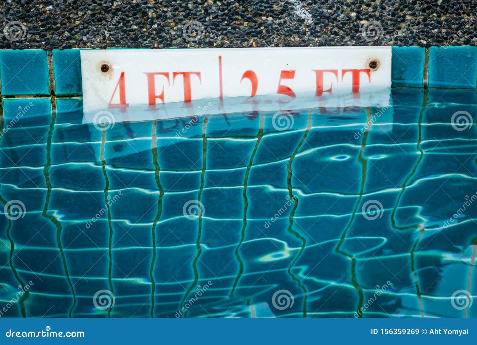 Pool Depth Sign at the Edge. Stock Image - Image of closeup, safety ...