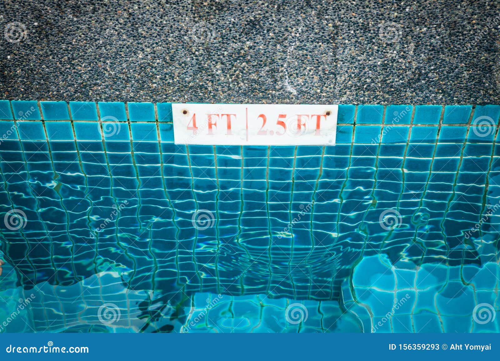 Pool Depth Sign at the Edge. Stock Image - Image of blue, danger: 156359293