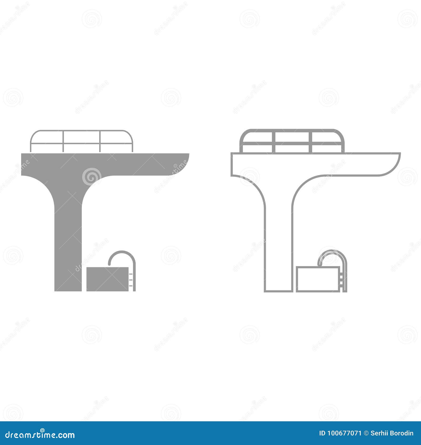 Pool with a Diving Tower it is Black Icon . Stock Vector - Illustration ...