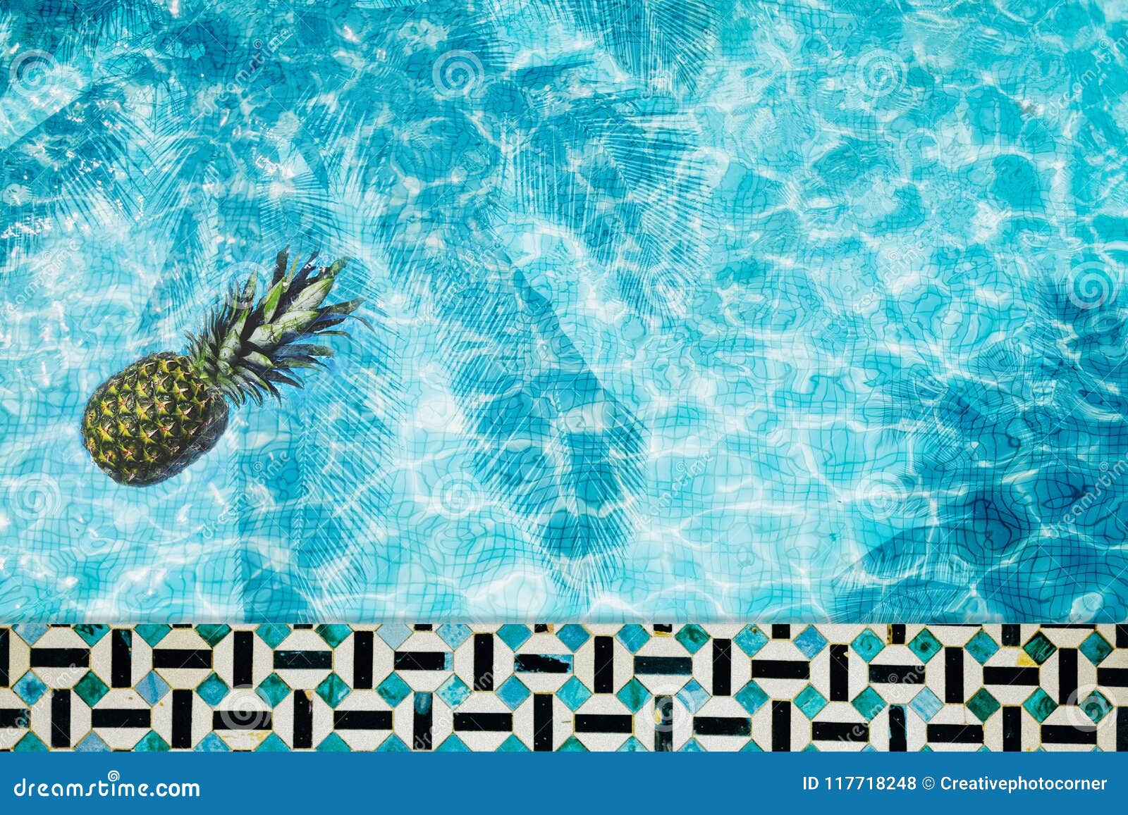 Pool Float, Ring Floating in a Refreshing Blue Swimming Pool with Palm ...