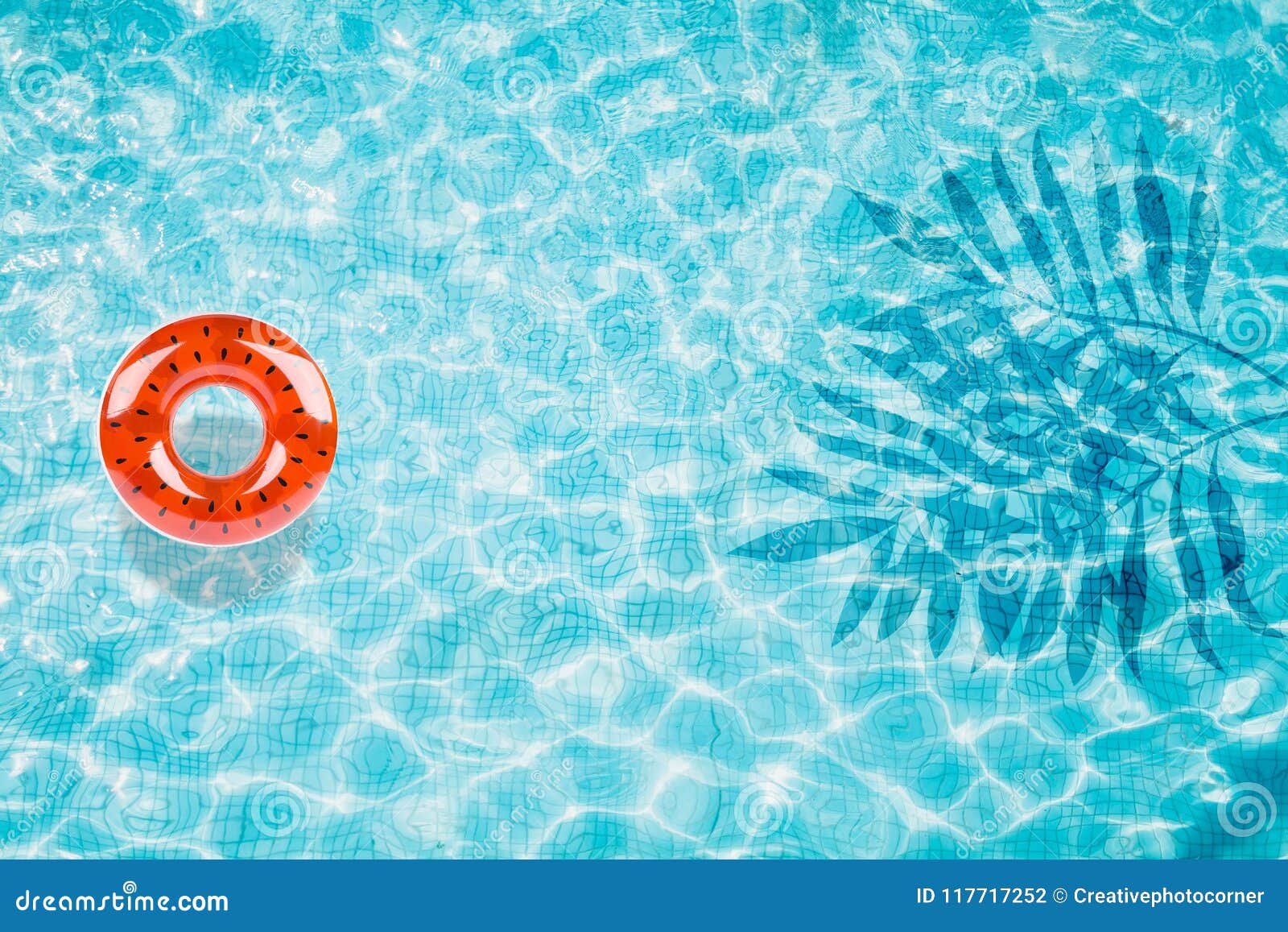 Pool Float, Ring Floating in a Refreshing Blue Swimming Pool with Palm ...