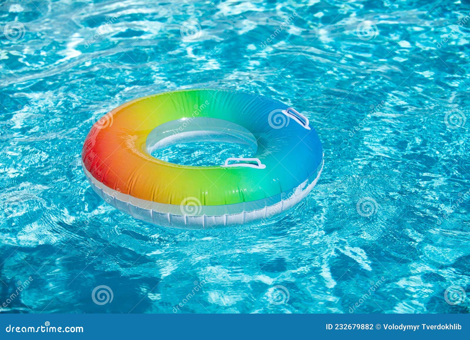 Pool Float, Ring Floating in a Refreshing Blue Swimming Pool. Summer ...