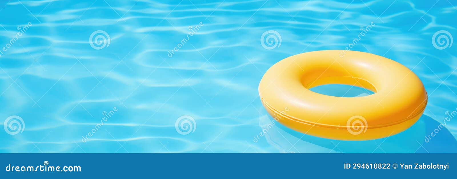 Pool Float in a Swimming Pool a Yellow Pool Float Ring Floating in a ...