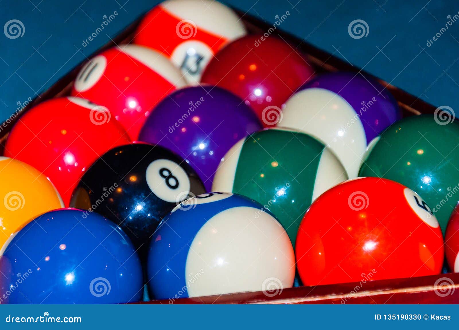 Pool Game Balls Set in Triangle on the Table Stock Photo - Image of ...