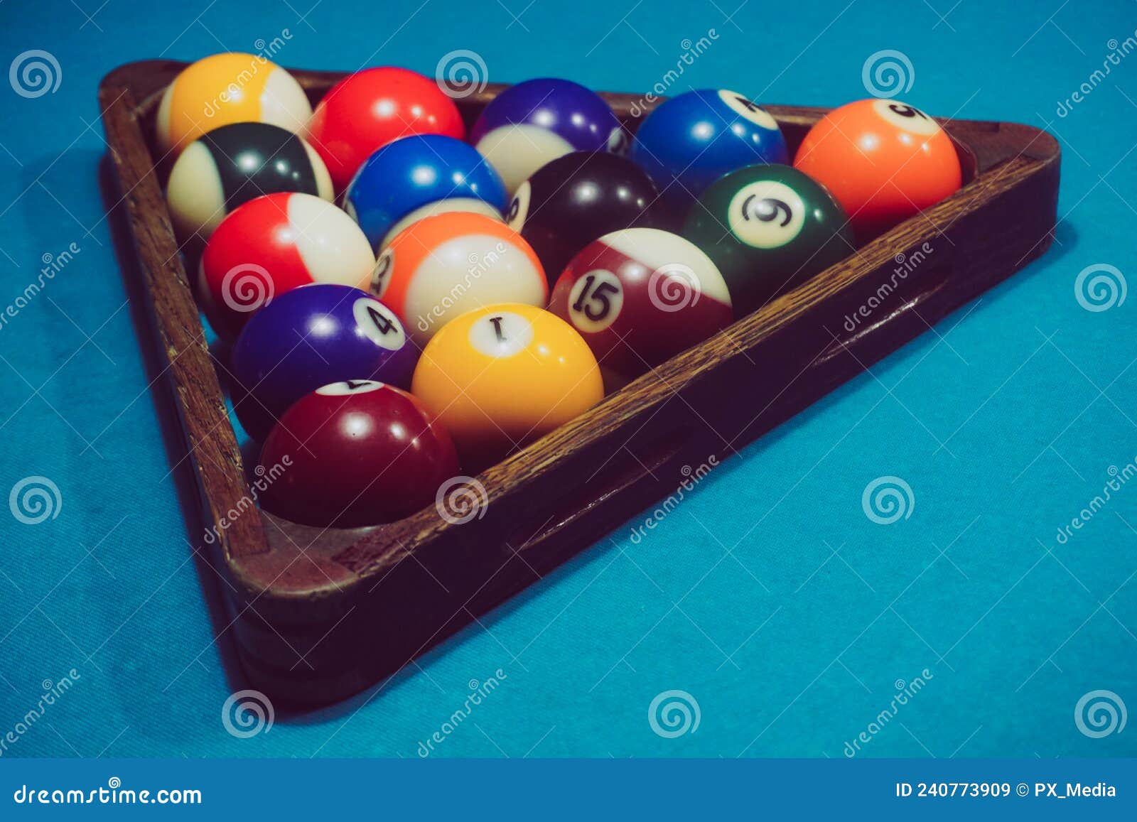 Pool Game - Balls and Triangle on a Table Stock Image - Image of ball ...