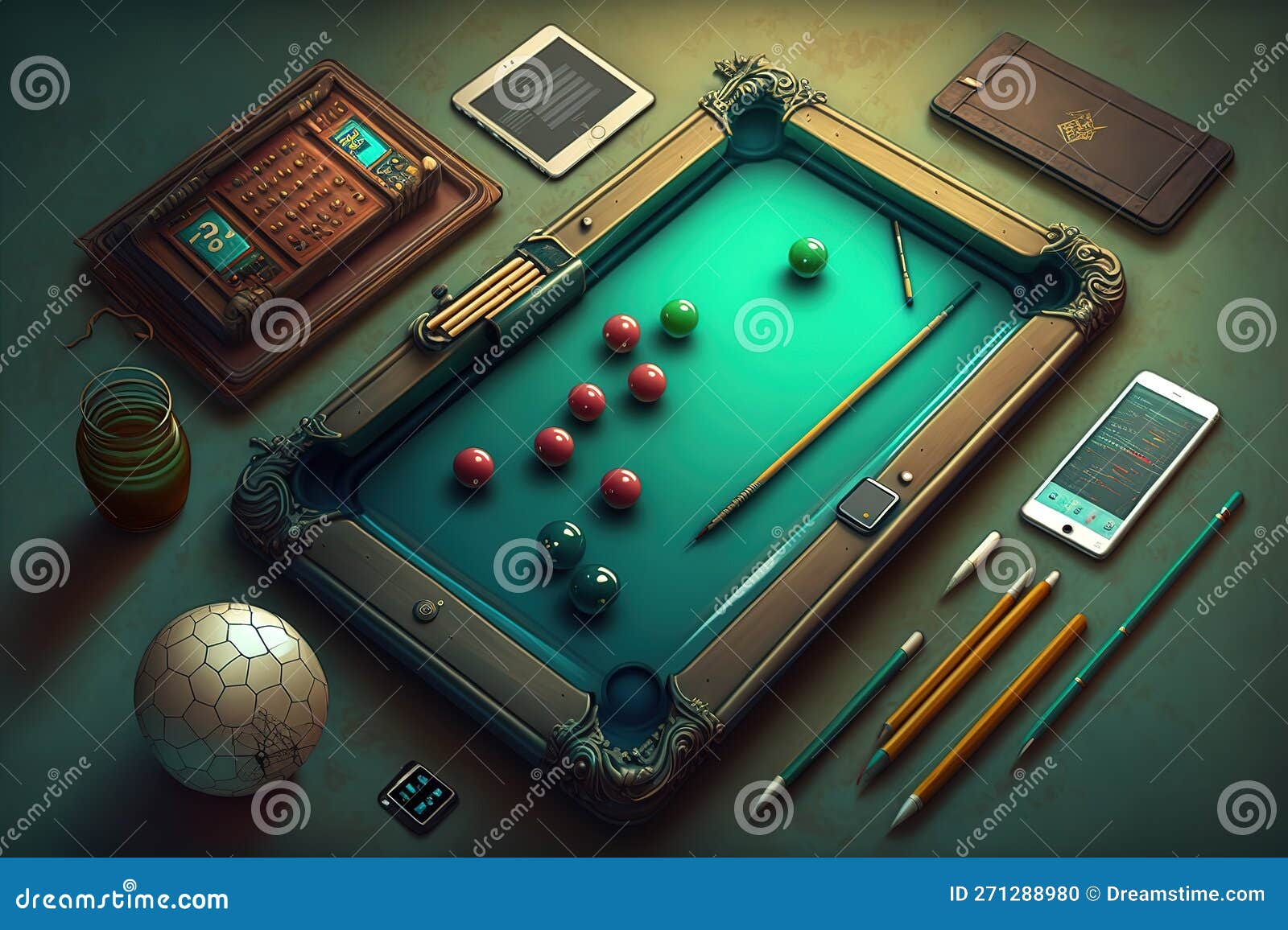 A Pool Game Code and Some Accessories, AI Generated Stock Photo - Image ...
