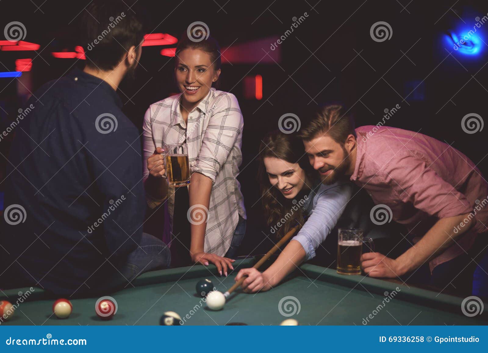 Pool game stock photo. Image of girls, beer, nightlife - 69336258