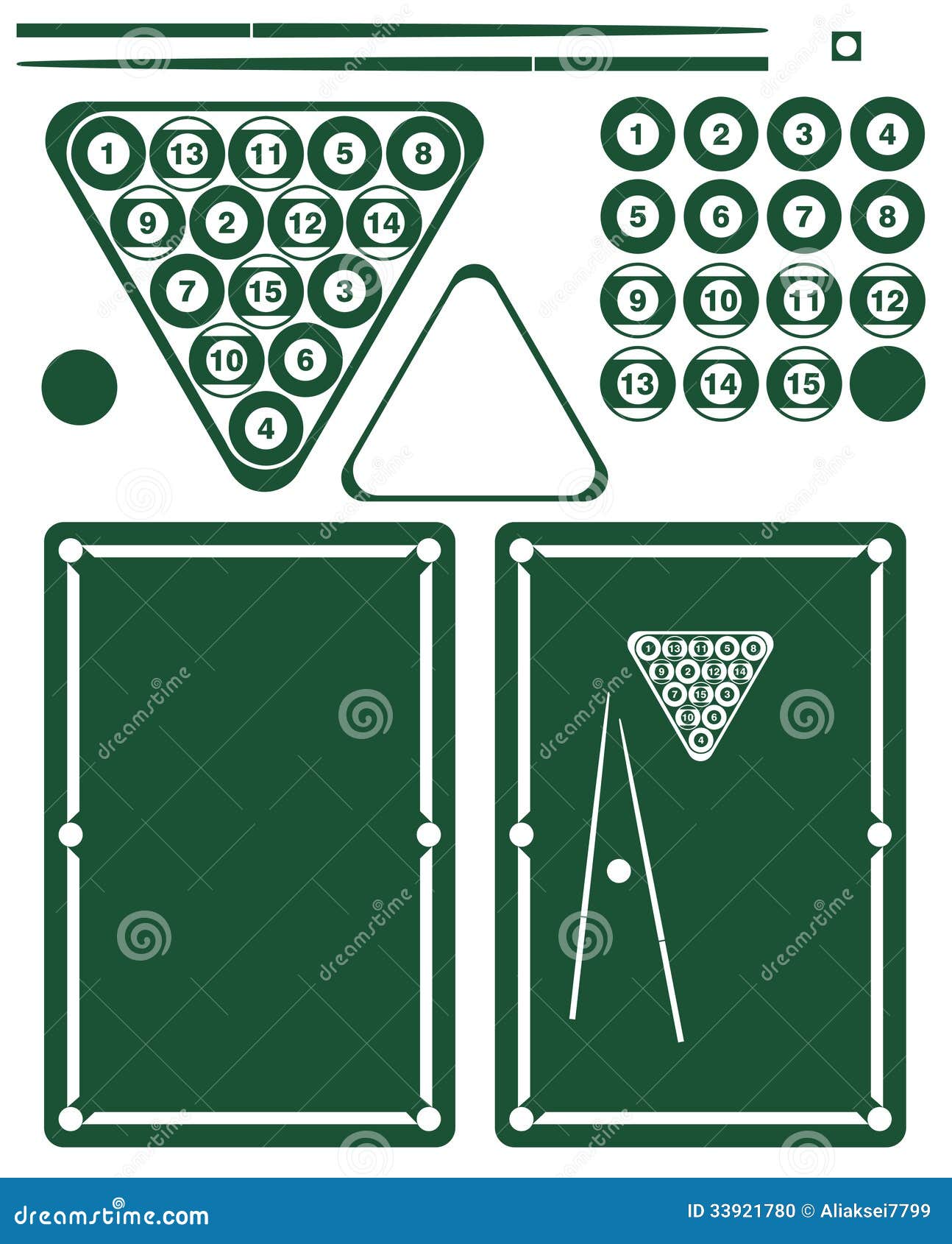 Snooker Ball Set Objects Cue Stock Illustrations – 53 Snooker Ball Set ...