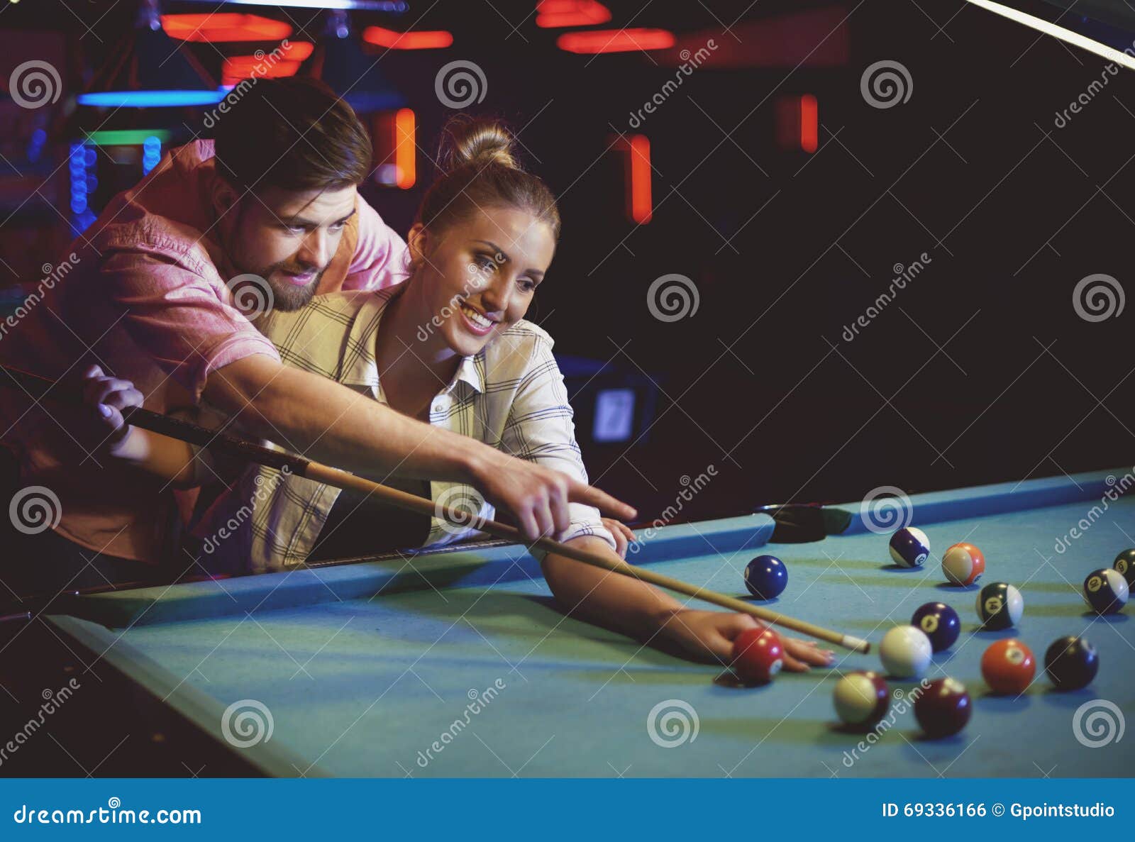 Pool game stock photo. Image of billiard, flirting, casual - 69336166