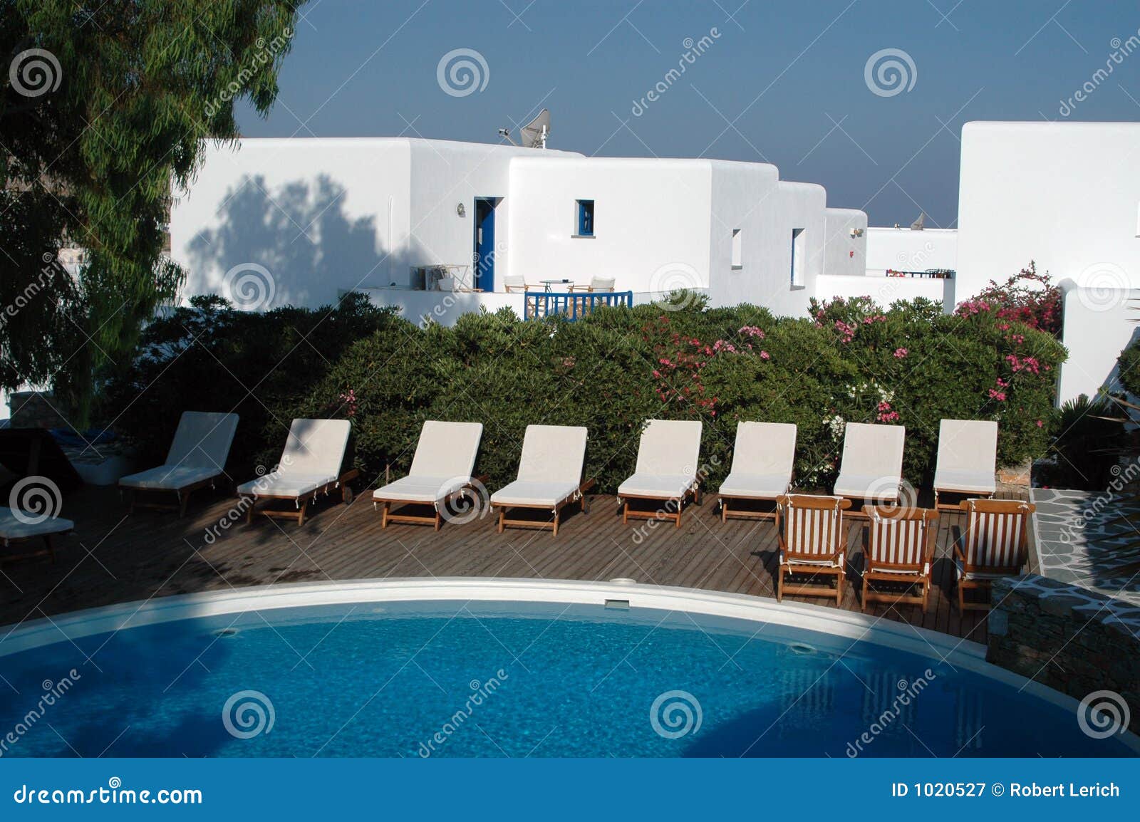 Pool greek hotel stock image. Image of cycladic, islands - 1020527