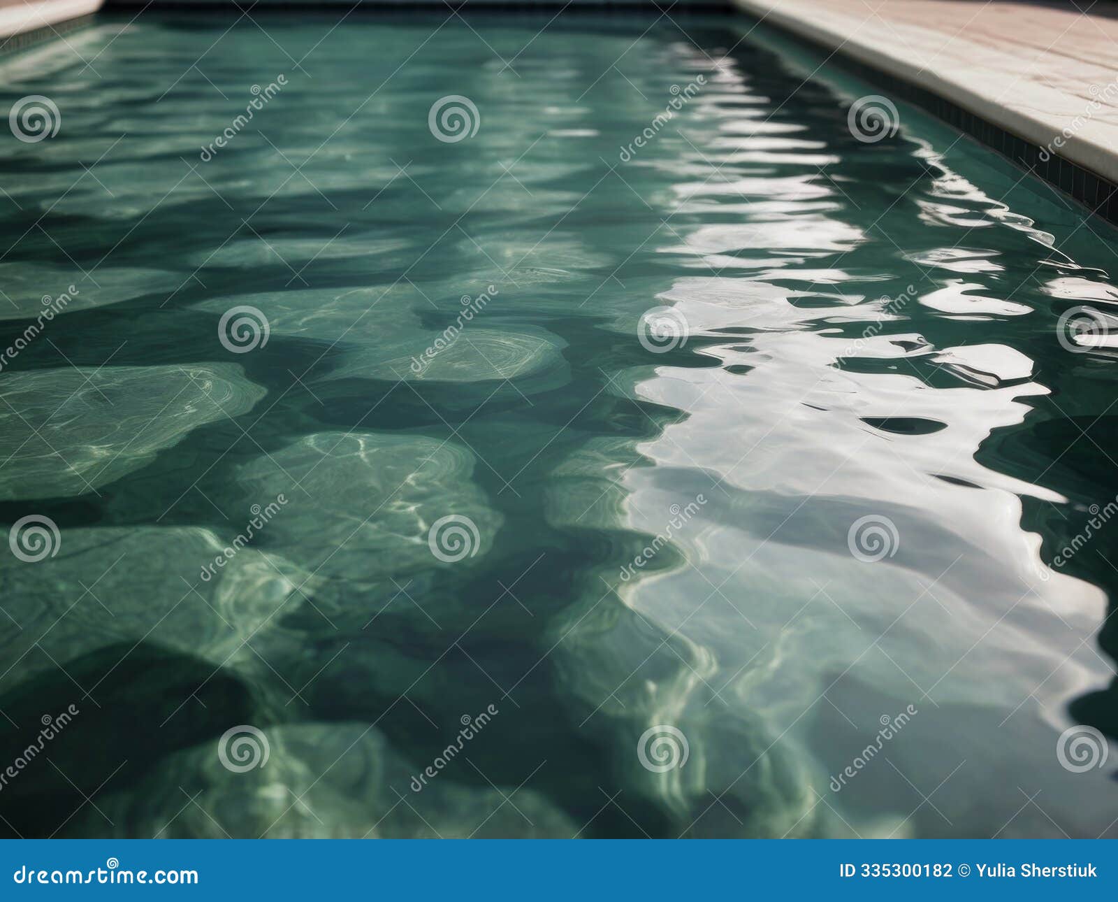 A Pool with a Green Water and a White Tile Floor. Stock Photo - Image ...