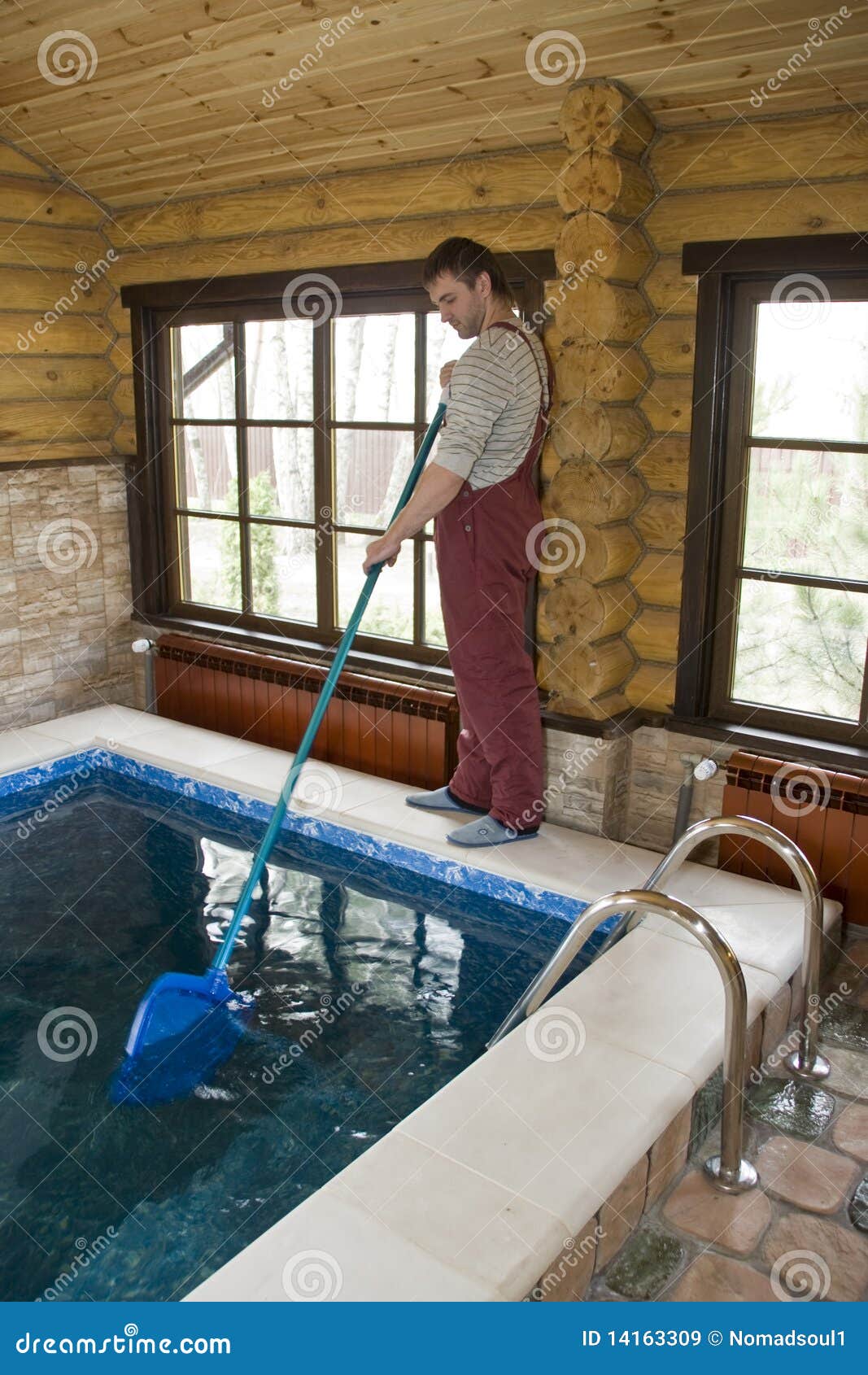 Pool guy stock image. Image of maintenance, adult, catching - 14163309