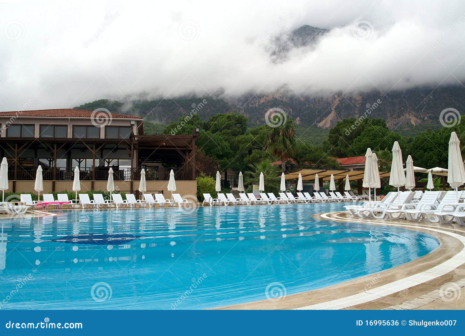 Pool at Hotel during a Bad Weather Stock Photo - Image of vacations ...