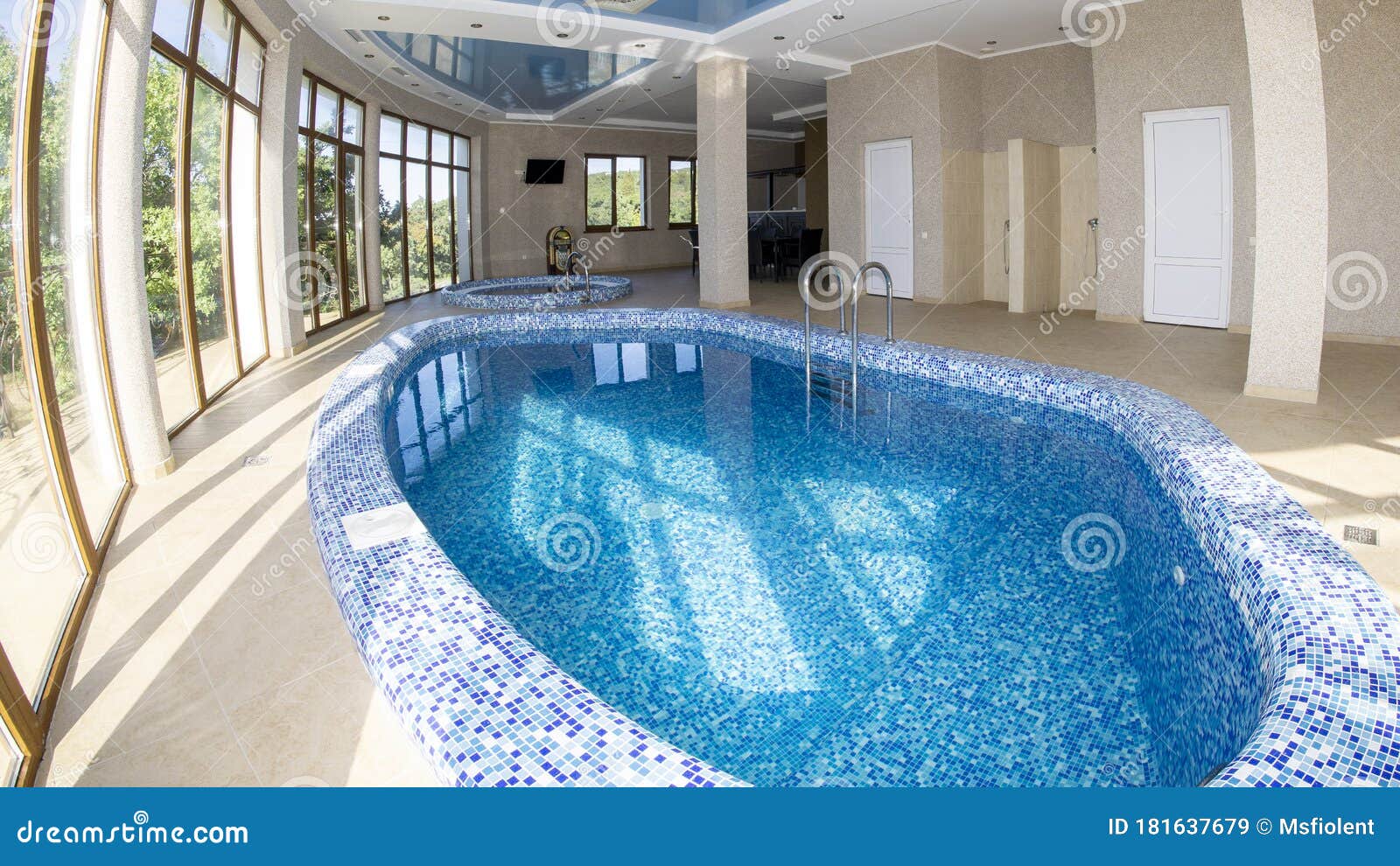 The Pool in the Interior of the Spa Hotel, Large Windows All Over the ...