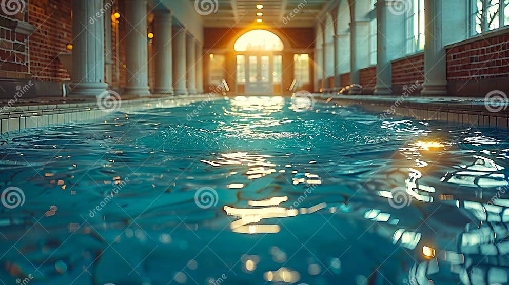 A Pool in an Indoor Building with Sunlight Shining through Stock Photo ...