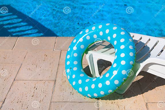 Pool with Inflatable Blue Ring Stock Image - Image of float, swimming ...