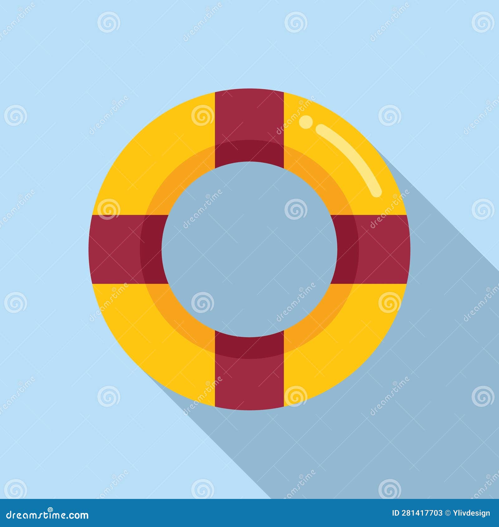 Pool Inflatable Ring Icon Flat Vector Stock Vector - Illustration of ...