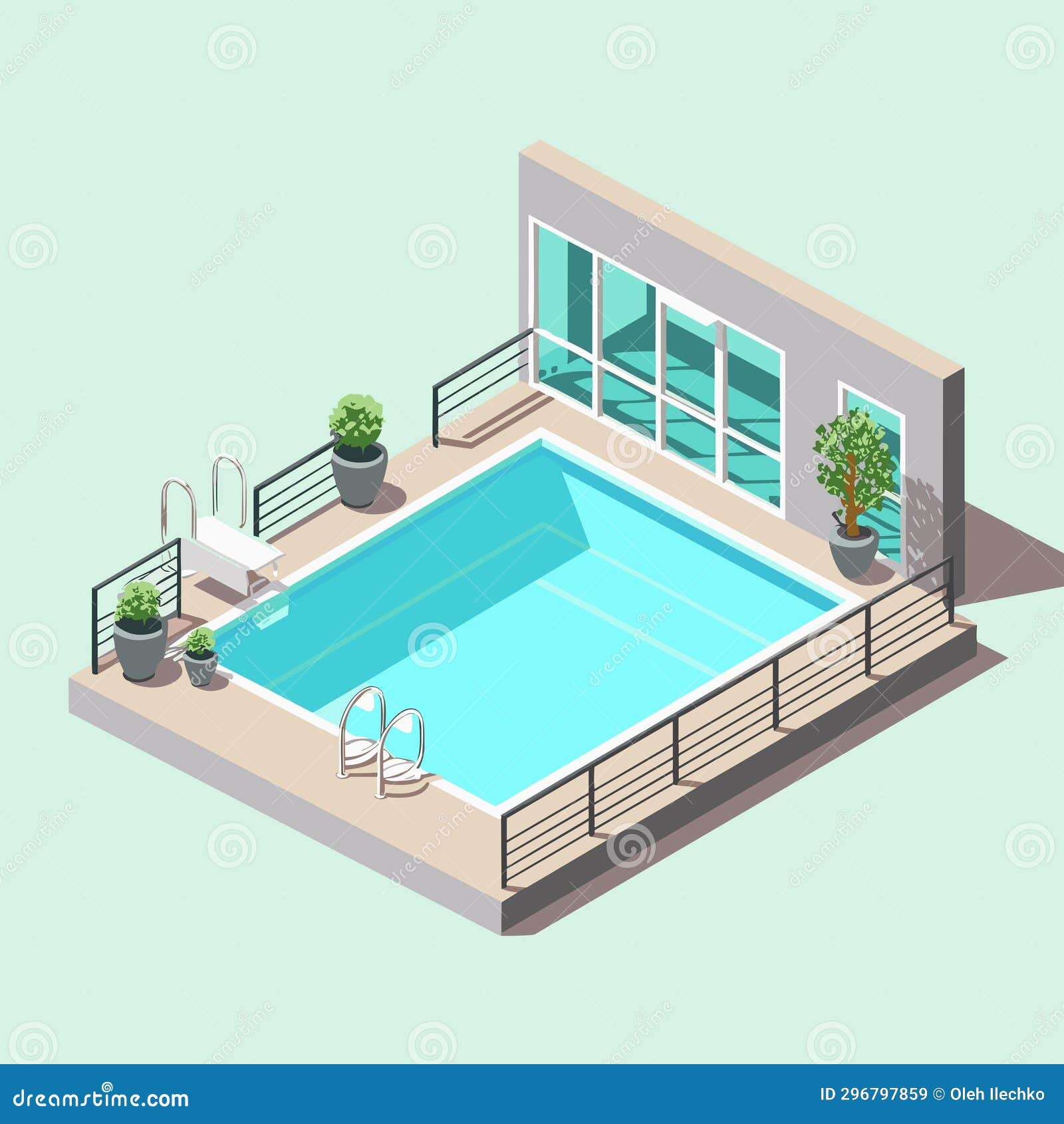 Pool Isometric Vector Flat Minimalistic Isolated Illustration Stock ...