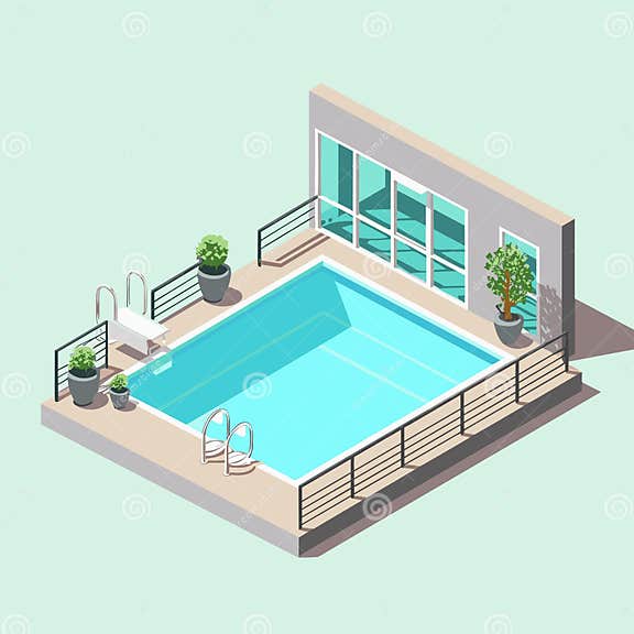 Pool Isometric Vector Flat Minimalistic Isolated Illustration Stock ...
