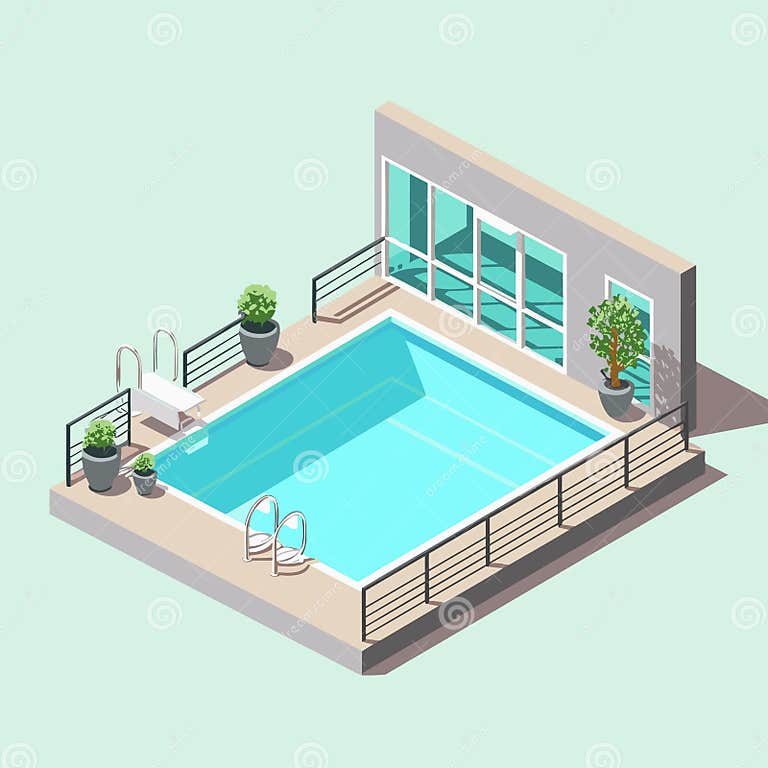 Pool Isometric Vector Flat Minimalistic Isolated Illustration Stock ...