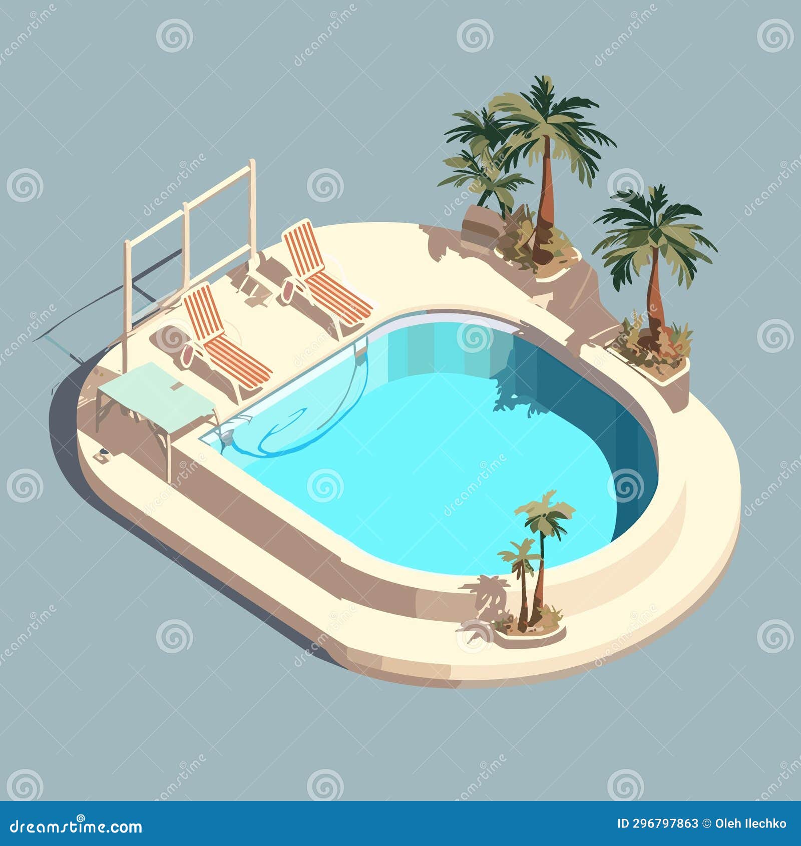Pool Isometric Vector Flat Minimalistic Isolated Illustration Stock ...