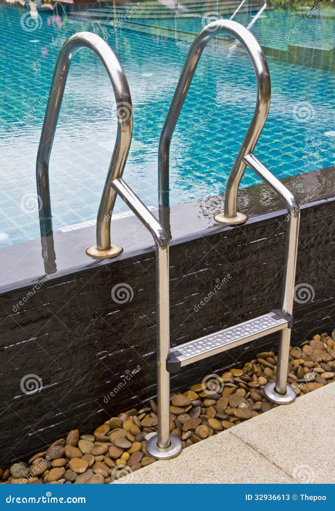 Pool ladder. stock image. Image of metal, pool, vacation - 32936613