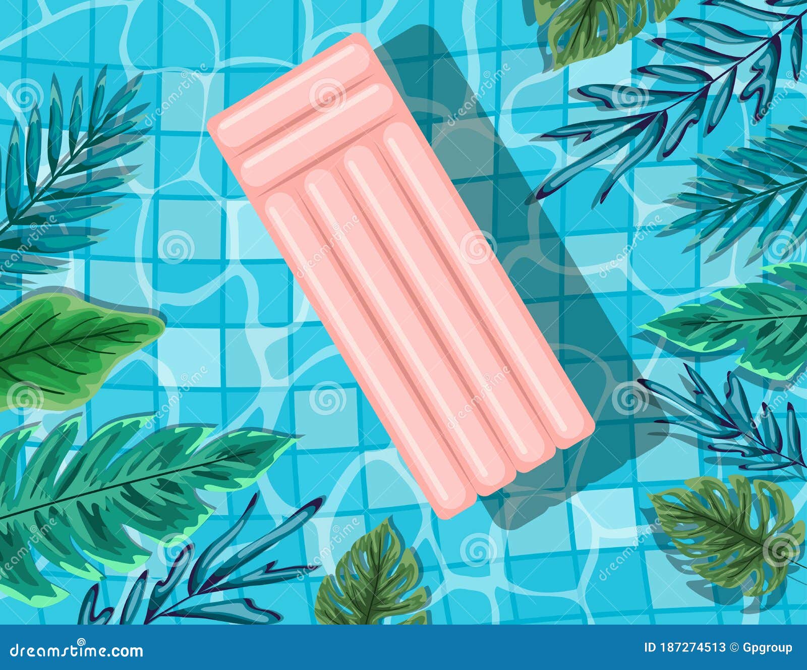 Pool with Leaves and Float Top View Vector Design Stock Vector ...