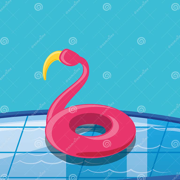 Pool Luxury Scene with Swan Float Stock Vector - Illustration of place ...