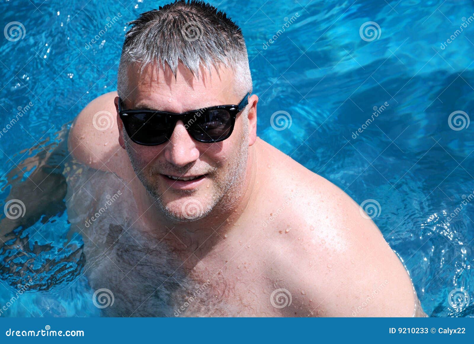Pool Man stock image. Image of reflection, resort, hair - 9210233