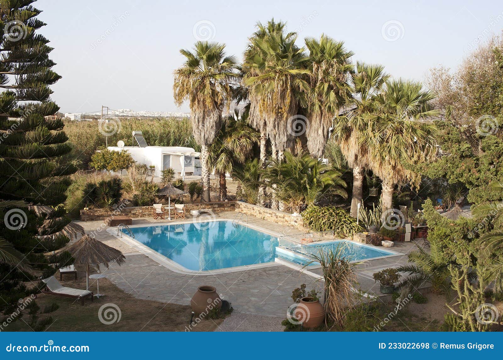 Pool in Mediterranean Courtyard Stock Photo - Image of relax, blue ...