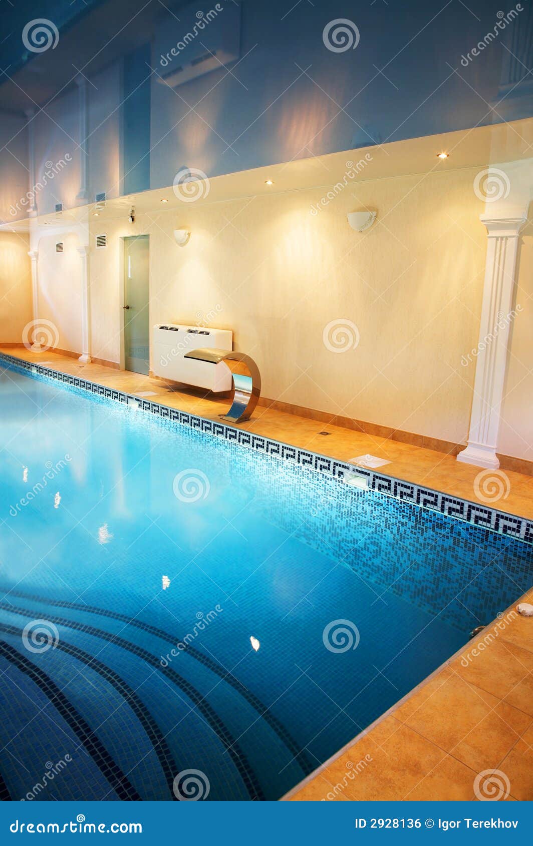 Pool with a mirror ceiling stock photo. Image of apartment - 2928136