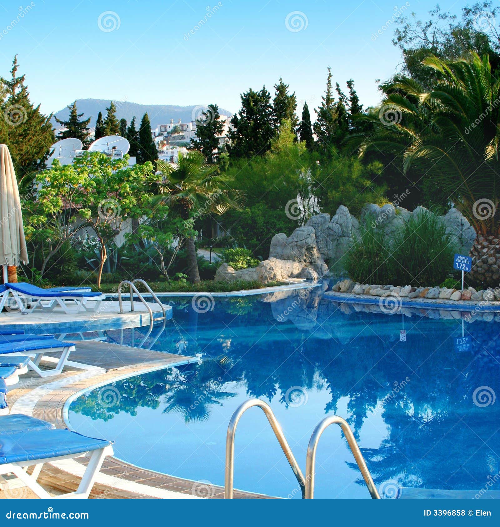Pool. Morning in hotel stock photo. Image of reflection - 3396858