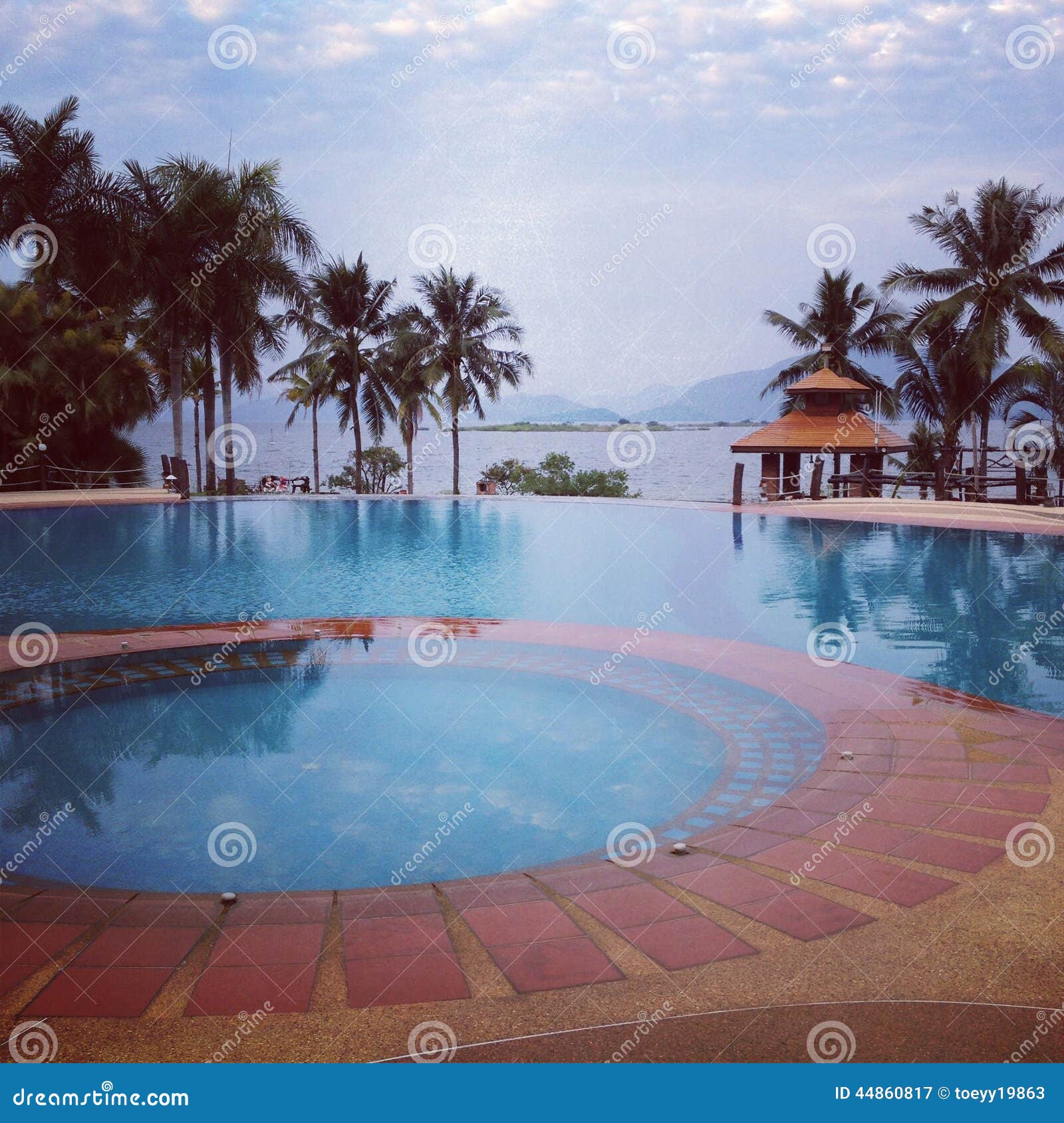 Pool with mountain view stock image. Image of travel - 44860817