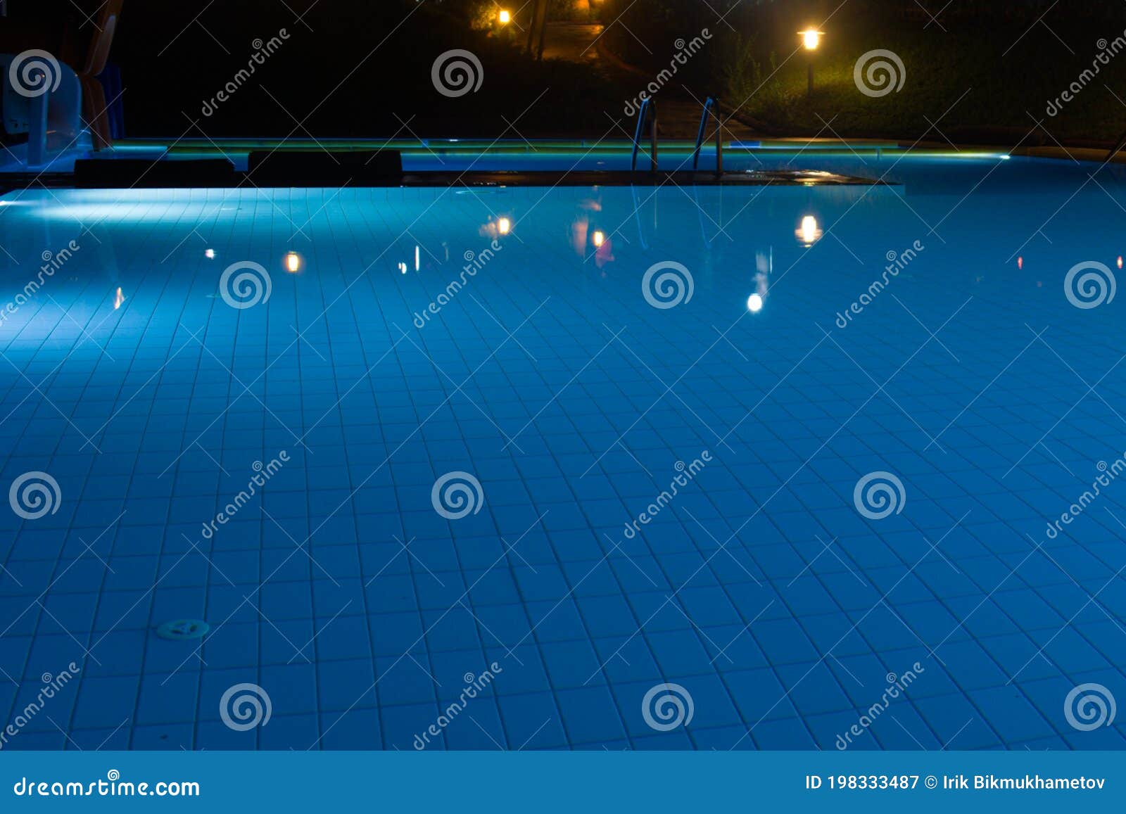 Pool with Multicolored Lighting and Reflection Stock Image - Image of ...
