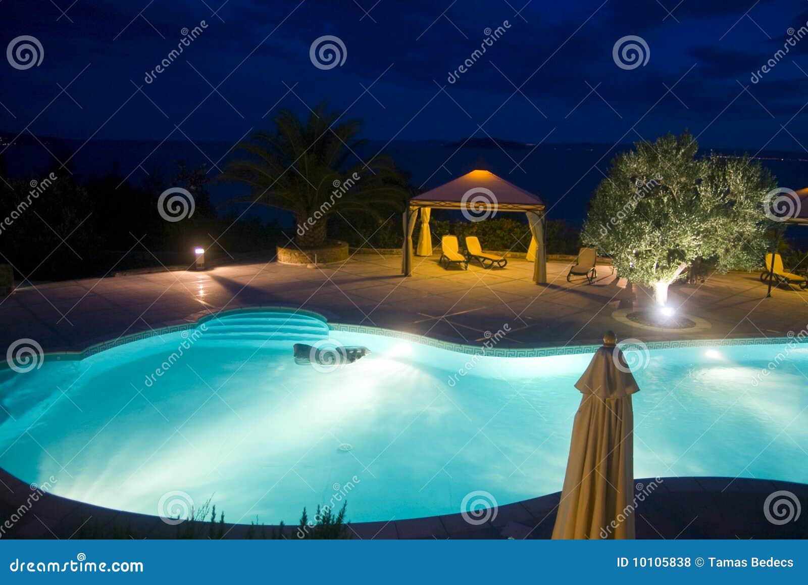 Pool at night stock photo. Image of relaxation, recreation - 10105838