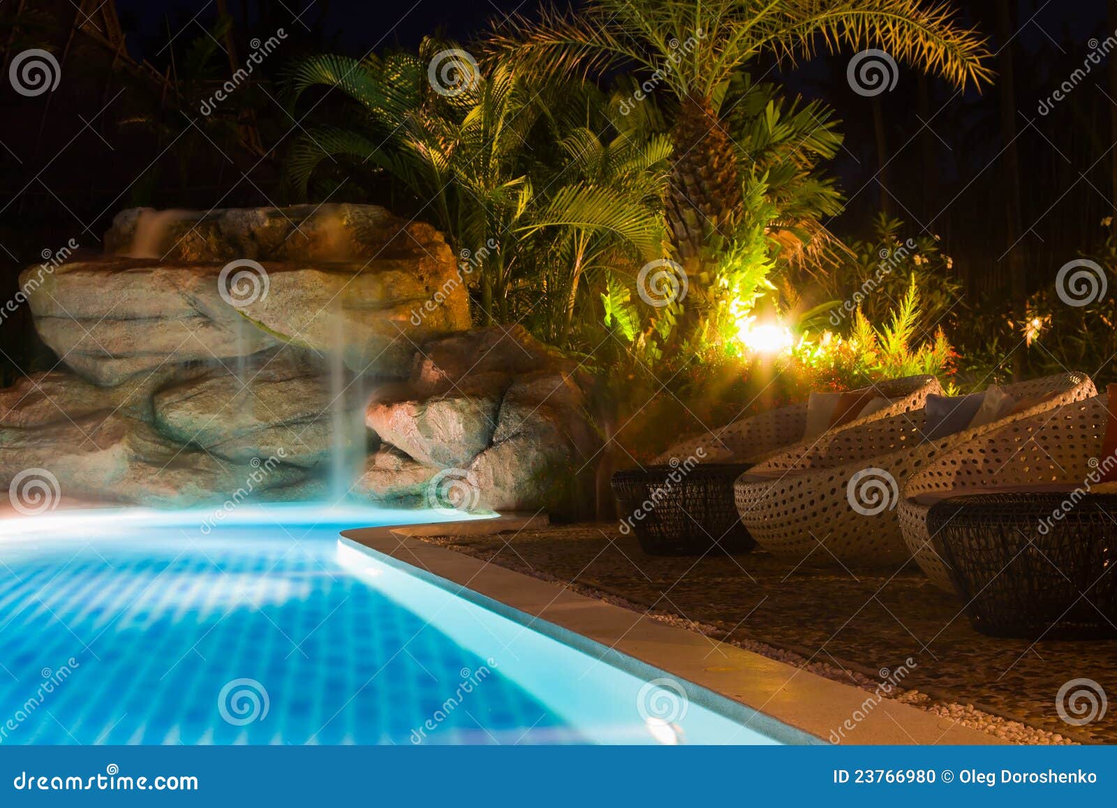 Pool at night stock photo. Image of coconut, islands - 23766980