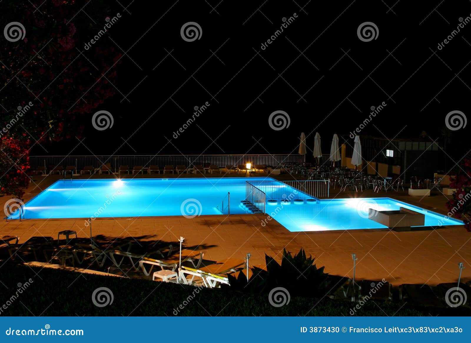 Pool at night stock photo. Image of night, sunbed, still - 3873430