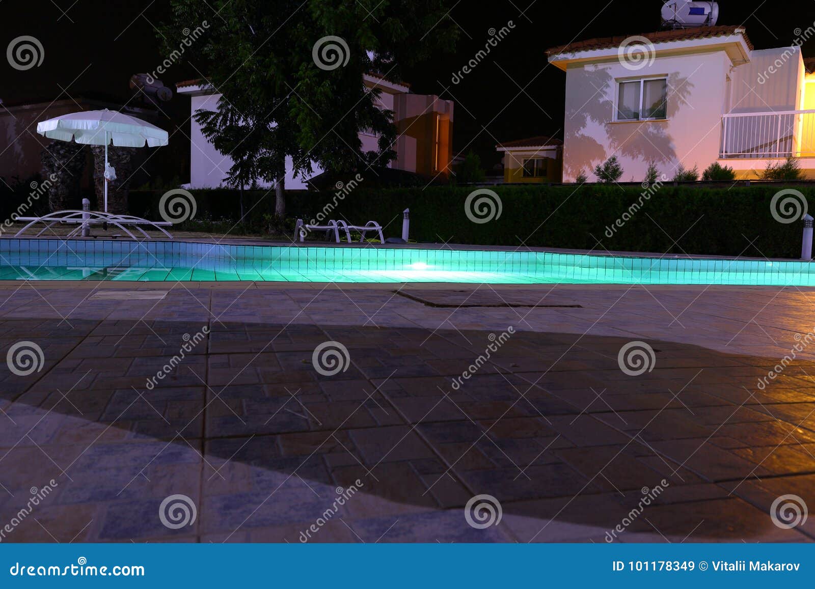 Pool with Night Lights at the Resort Stock Image - Image of exotic ...