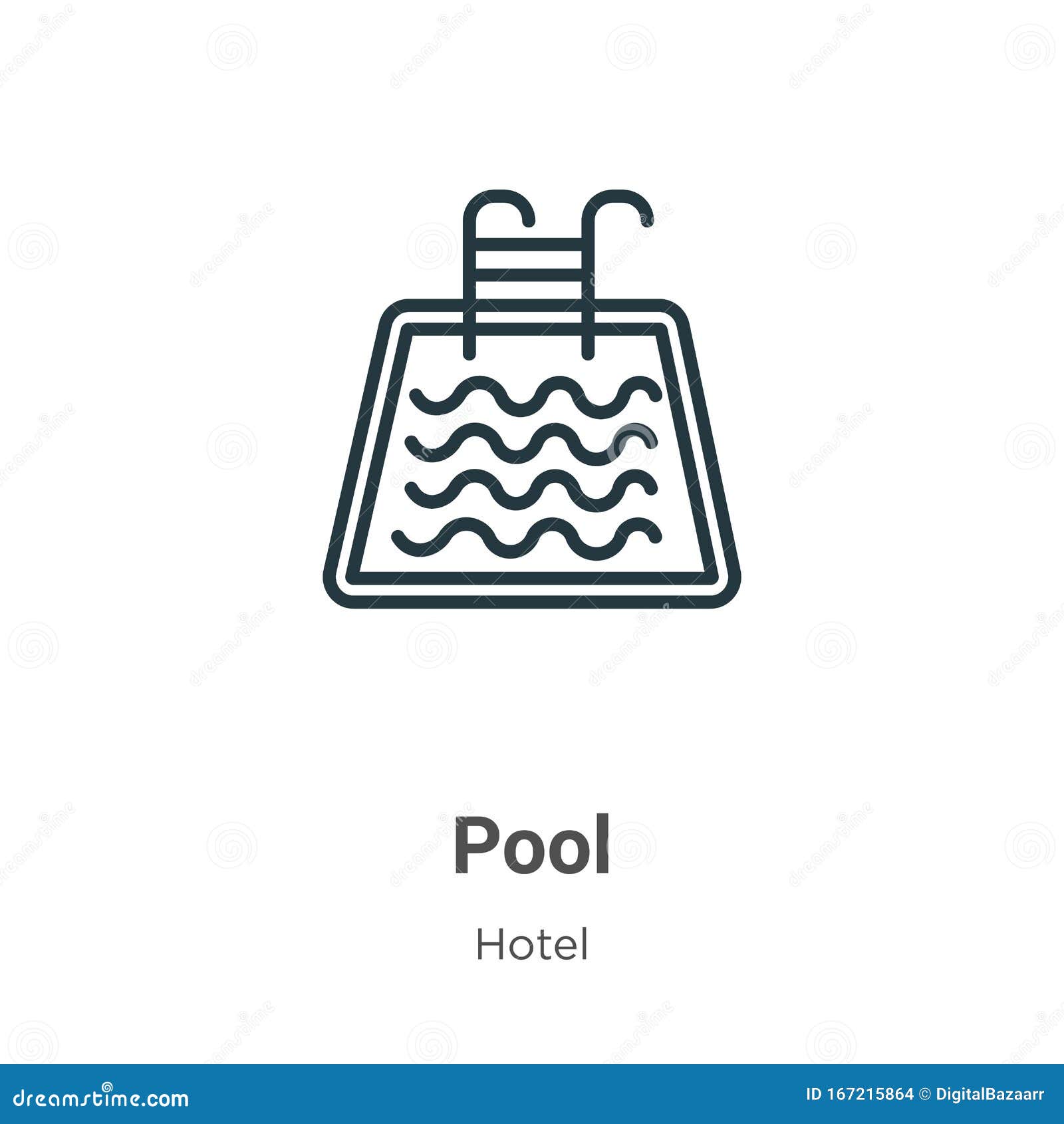 Pool Outline Vector Icon. Thin Line Black Pool Icon, Flat Vector Simple ...