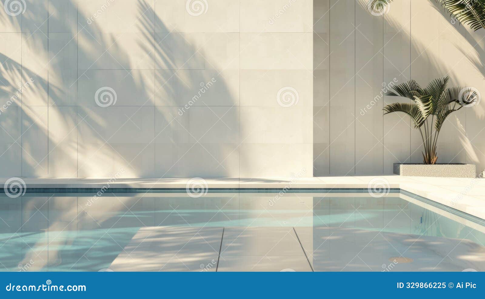 A pool with a palm tree stock image. Image of design - 329866225