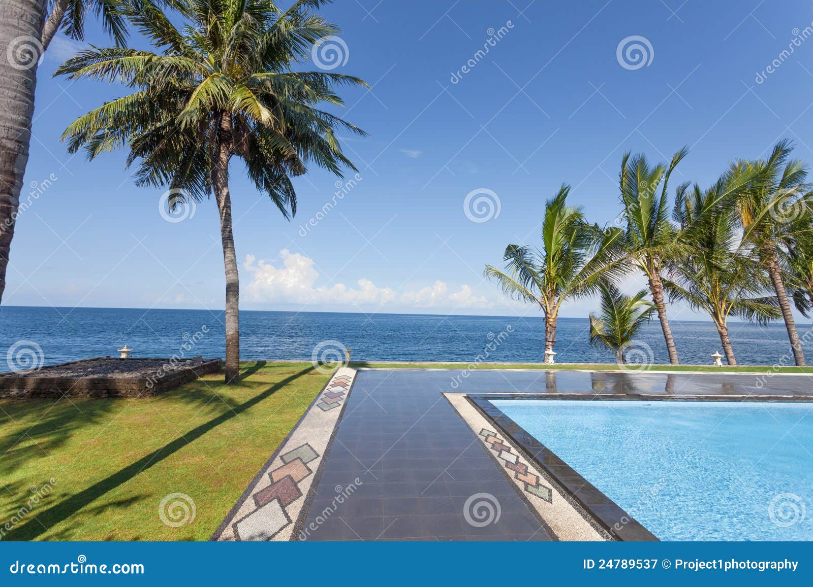 Pool and palms stock image. Image of lawn, paradise, beautiful - 24789537